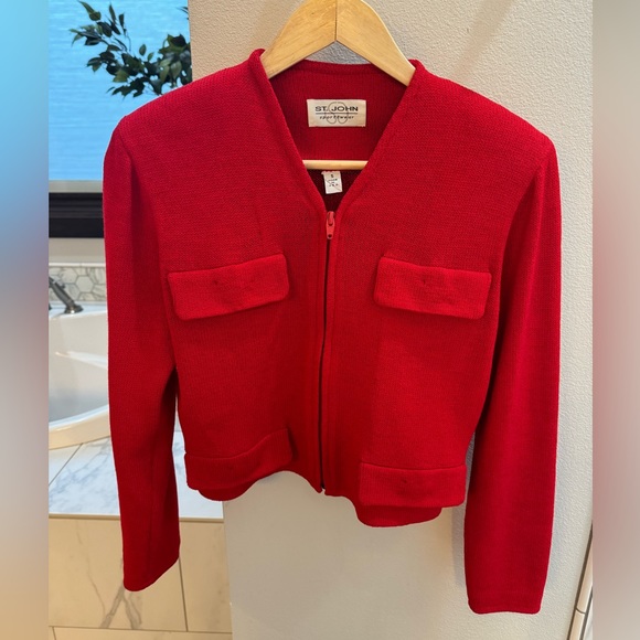 St. John | Jackets & Coats | St John Red Jacket | Poshmark